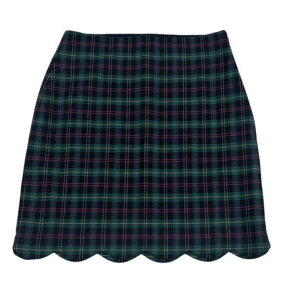Talbots | Skirts | Talbots Green Plaid A Line Scalloped Hem Skirt ...